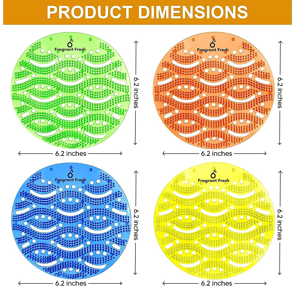 Fragrant Fresh Urinal Screen Deodorizer, Fresh Scented Urinal Screen With Easy Fit & Multiple use (Orange, 15 Pack)