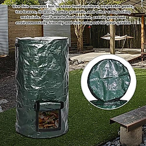 LIDSCURA 34 Gallon Green Compost Bin Garden Compost Bin Bags, Compost Bin Bags for Garden Yard Garbage Cans