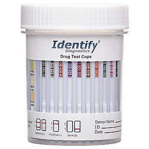Identify Diagnostics Drug Test Cups - 25 Pack - 12 Panel CLIA Waived Instant Urine Drug Test Kit with 3 Adults for AMP,BAR,BUP,BZO,COC,MDMA,MET,MOP/OPI,MTD,OXY,PCP,THC