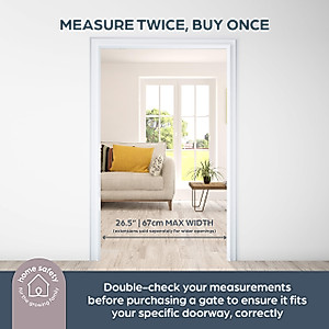 Dreambaby Boston Magnetic Auto Close Baby Gate - Indoor Safety Gates - Fits Opening from 24.25-26.5inch Wide & 29inch Tall - with Smart Stay Open Feature - White