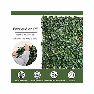 Fence Covering Privacy for Wooden Fence Outdoor Privacy Screens and Panels,Green Leaf Dustbin Covers Hot Tub Privacy Screen False Ivy Trellis Trellis Screening(Size:1x1m/3.28x3.28ft)