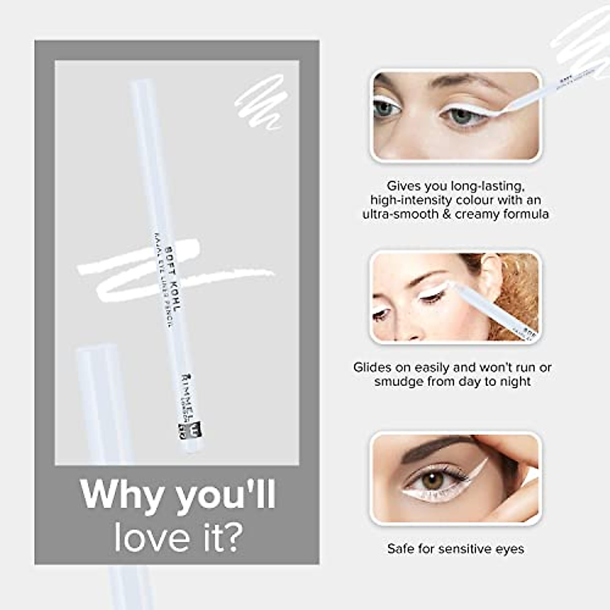 Rimmel London Soft Kohl Eyeliner - Pure White