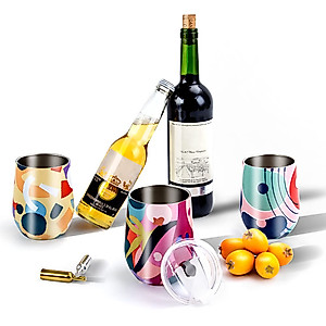 PLATINIUM Stainless Steel Wine Tumbler,12oz Vacuum Insulated Wine Tumbler with Lid,Stemless Wine Tumbler,Keep Cold & Hot,Leak-Proof,Dishwasher Safe,Perfect for Travel & Outdoors|Forest