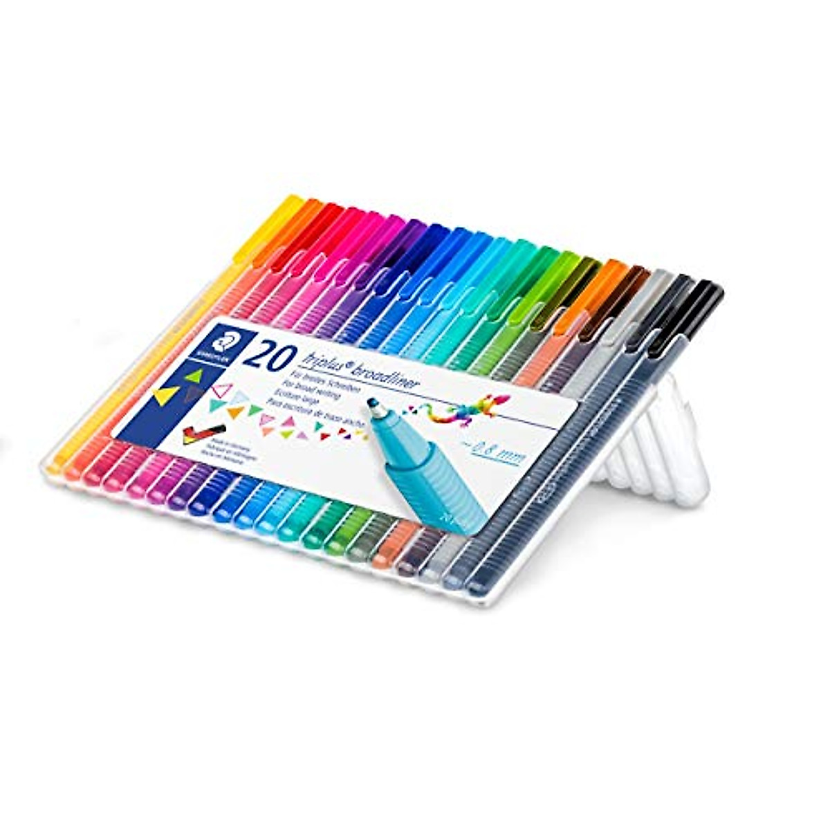 STAEDTLER 338 SB20 Triplus Broadliner bullet Pen, 0.8 mm - Assorted Colours (Pack of 20)