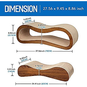 FluffyDream 2 in 1 Cat Scratcher Cardboard Lounge Bed, Cat Scratching Post, Durable Board Pads Prevents Furniture Damage,Large