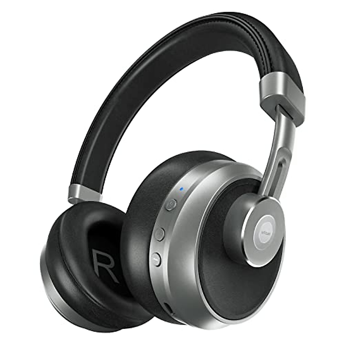 Ortizan Bluetooth Headphones, Wireless Headphones Over Ear with Microphone, Foldable & Lightweight Stereo Wireless Headset for Travel Work TV PC Cellphone-Silver