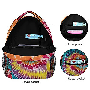 ALAZA Colorful Tie Dye Traditional Swirl School Bag Travel Knapsack Bags for Primary Junior High School