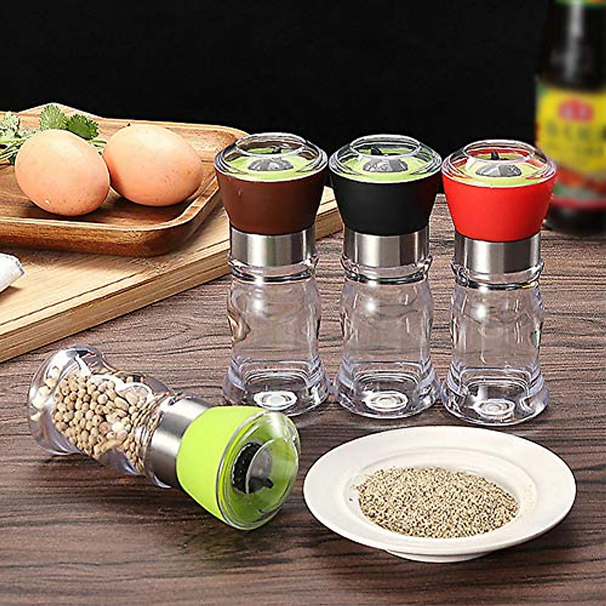 BYyushop Portable Manual Hand Twist Pepper Mill Spice Salt Grinder Kitchen Grinding Tool - Brown