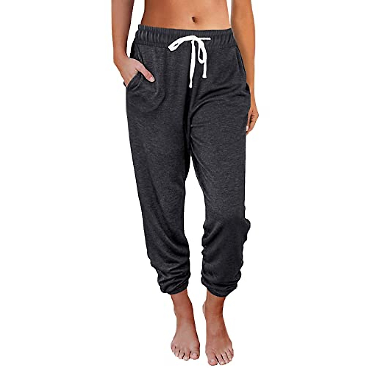 AUTOMET Baggy Sweatpants for Women with Pockets-Lounge Womens Pajams Pants-Womens Running Joggers for Yoga Workout BlackGrey