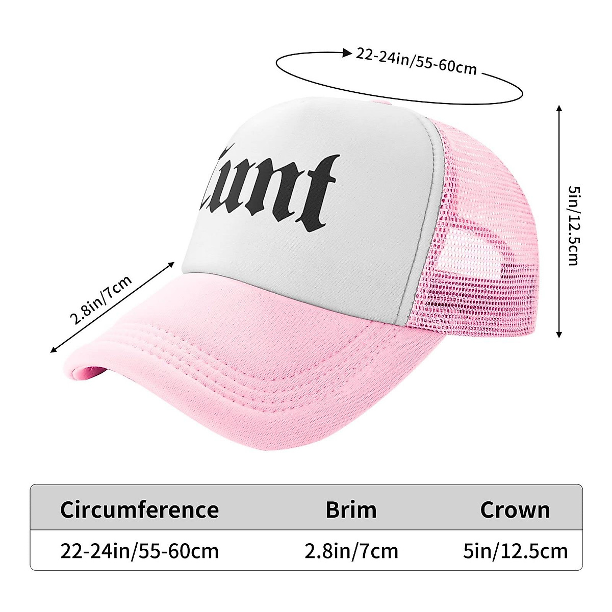 Piuuixe Cunt Funny Baseball Cap Trucker Hats Sports Hat Men Women Pink