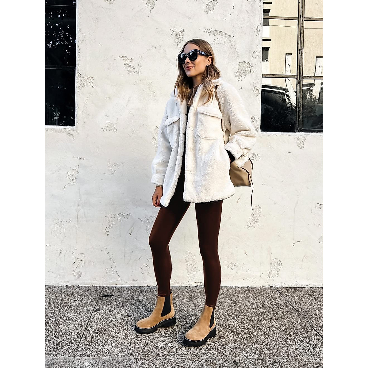 2 Pack Fleece Lined Leggings Women-High Waisted Winter Tummy Control Thermal Warm Yoga Pants for Hiking Workout(Small-Medium, B-2 Pack-Black,Brown)