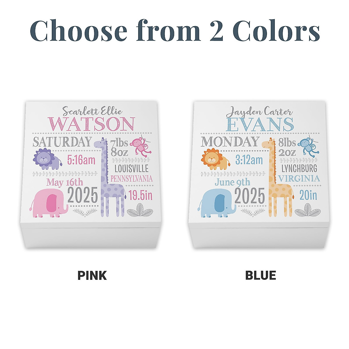 Let's Make Memories Personalized Baby's First Keepsake Box - Memento Storage - Memories Box - Nursery Décor - For Girls - 6" Hx12 Square