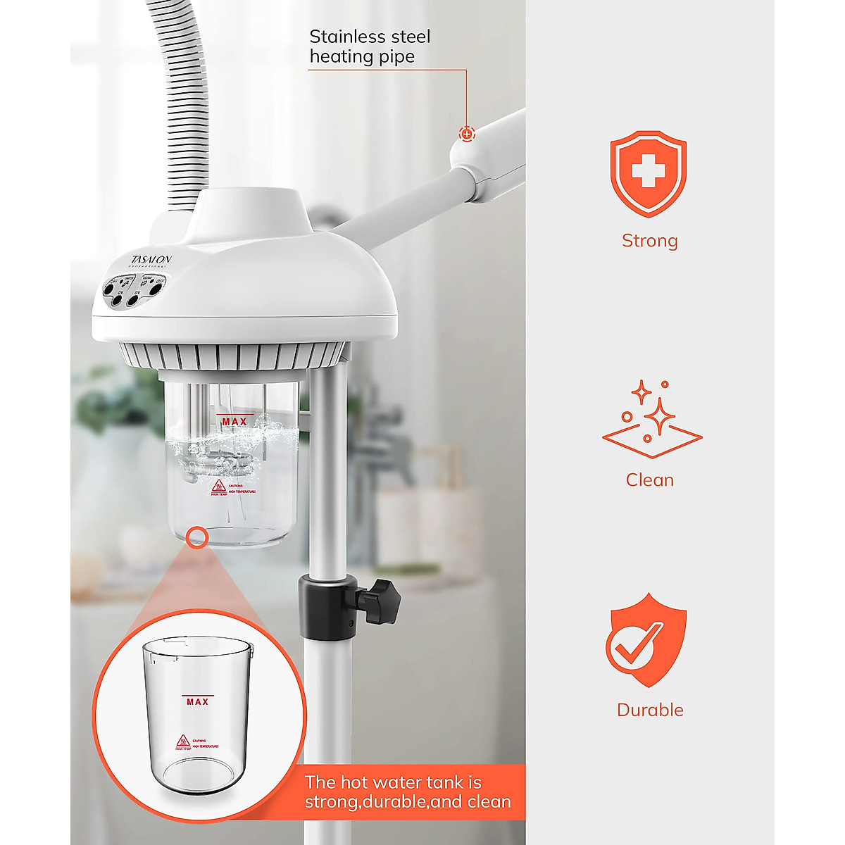 TASALON Professional Facial Steamer, 2 in 1 Facial Steamer with 5X Magnifying Foldable Arm, Ozone Face Steamer for Facial, Mist Face Steamer Salon Spa Beauty Skin Care Equipment, Steamer for Face Spa