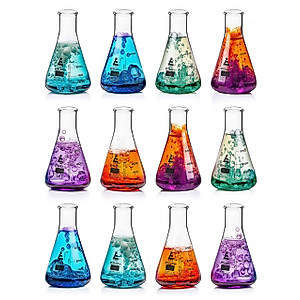 EISCO 12PK Erlenmeyer Flasks, 250mL - Borosilicate Glass - Narrow Neck Flasks, Conical Flasks, Glass Flasks