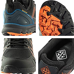 Wantdo Men's Waterproof Hiking Shoes Low Top Waterproof Hiking Boots Lightweight Outdoor Trekking Backpacking Breathable Work Mountaineering Trekking Trails Shoes Orange