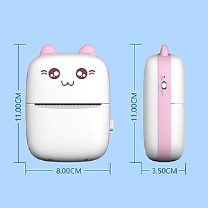 Fernuenx Mini Portable Printer, Wiresless Bluetooth Inkless Pocket Thermal Printer with 6 Rolls of Thermal Paper for Android iOS Phone，Gift for Notes Study Travel Photos Office Home，Pink