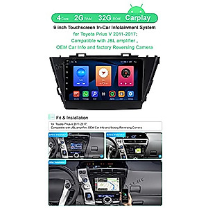 ASURE 9 inch Car Stereo Radio GPS Navigation Unit for Toyota Prius V 2011-2017 HD Touchscreen Multimedia Player,4 Core 2G+32G Android with Wireless Carplay,Android Auto,SWC,DSP,Bluetooth