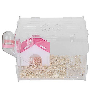 Hamster Single Layer House, Single Layer Pet Cage Transparent Hamster Cage, Hamster Supplies with Feeding Basin Acrylic Aquarium Aniamals Pets for Fish Tank(Small)