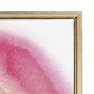 Kate and Laurel x Mentoring Positives Collaboration Pink Golden Hour Framed Canvas Wall Art, 23x33, Gold, Feminine Abstract Art Print for Wall