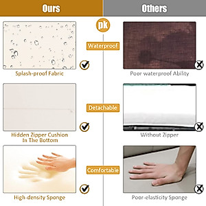 Tangkula 2 Pieces Patio Rattan Ottomans, All Weather Outdoor Footstool Footrest Seat with Soft Cushion, Hidden Zipper, High-Density Sponge, Wicker Ottoman Seat for Patio, Garden, Poolside (White)