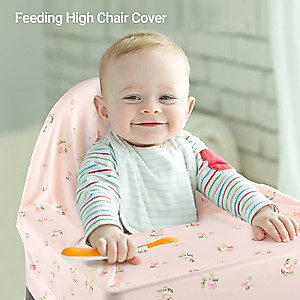 Nursing Cover for Breastfeeding, Momcozy Carseat Canopy Privacy Breastfeeding Cover Nursing Poncho, Baby Car Seat Cover Ultra Soft Floral Scarf, Stroller Cover for Baby and Mom, Pink