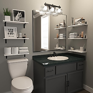 DOLLFIO Floating Shelves, 8 Sets Wall Shelves, Wooden Floating Shelves for Bedroom Wall Décor, Wall Mounted Floating Bathroom Shelf for Storage, Floating Book Shelf Living Room – White