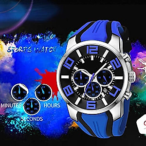 findtime Blue Mens Sport Watches for Men Reloj para Hombre Colorful Analog Wrist Watch Chronograph for Running Training Stopwatch