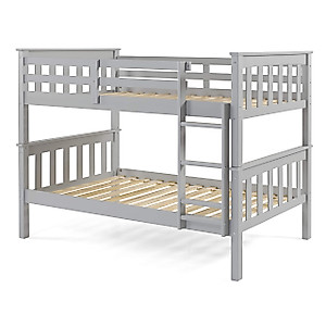 Bunk Bed Solid Wood Sturdy Twin Over Twin with Ladder and Safety Rail Grey - Kids' Twin Loft Bunk Bed with Headboard - by from The Tree Furniture