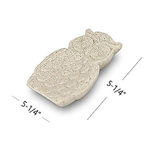 Evelyne GMT-10226 Owl Resin Sandstone Bathroom Amenity Accessory Set Included Dispenser, Soap Tray, Toothbrush Holder and Tumbler (Beige)