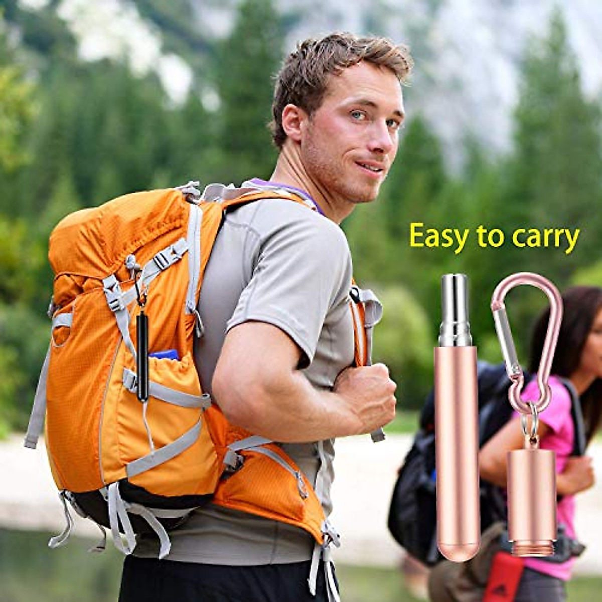 Collapsible Reusable Telescopic Metal Straws 3 pack Stainless Steel Brush Drinking Straws Foldable Straw Mix (Rose, Black, Silver)