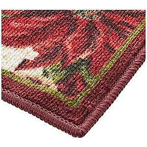 Brumlow MILLS Poinsettia Rug, 20" x 34", Garnet