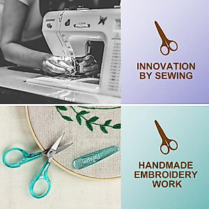 PAFASON Sharpest & Precise Stainless Steel Curved Straight Thread Yarn Fabric Cutting Mini Scissors with Protective Cover - Ideal for Embroidery Quilting Sewing Knitting Crafting Cross Stitch Crochet