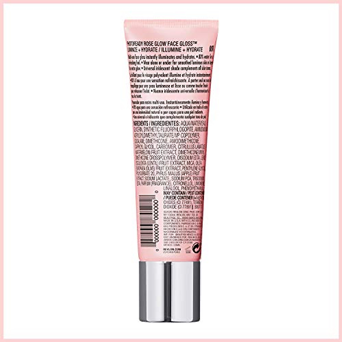 Face Primer by Revlon, PhotoReady Face Gloss Rose Glow, Face Makeup for All Skin Types, Hydrates, Illuminates & Moisturizes, Infused with Glycerin & Olive Oil Extract, 80% Water, 1 Fl Oz
