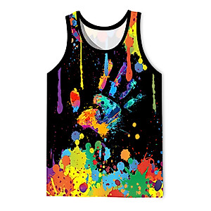LAIDIPAS Men's Tank Tops Graphic Sleeveless Shirts Unisex 3D Colorful Athletic T-Shirts Tops Tees Vest Undershirts XL
