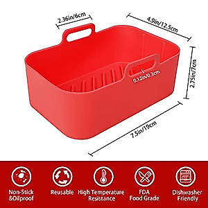 Air Fryer Silicone Liners-2Pcs Air Fryer Silicone Pot Reusable Silicone Air Fryer Liners Food Safe Non Stick Air Fryer Basket Accessories Replacement Baking Tray for Ninja Dual Dz201 Dualzone