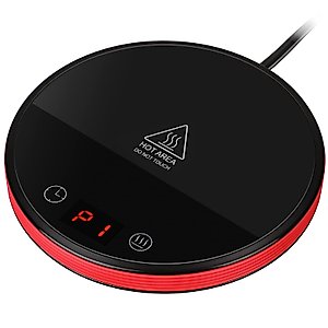Gormazul Smart Coffee Warmer for Desk 8 Hours Auto Shut-Off Coffee, 3 Temperature Settings, Timing Setting Shut Off After 1-12 Hours Feature, Electric Cup Warmer for Coffee,Tea (Red-NOT Cup)