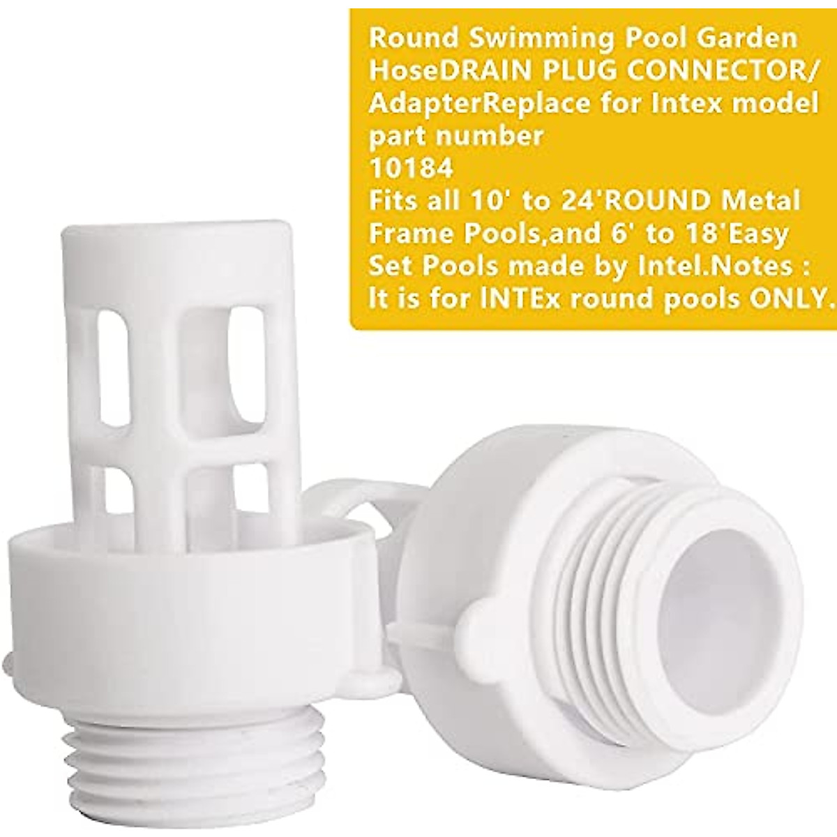 Fuoequl Garden Hose Drain Plug Connector/Adapter Kit for Intex Part Number 10184 Adapter for Round Swimming Pool 2 Pack