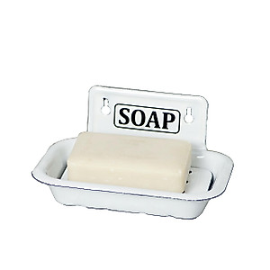 Wall Mounted Enamel White Soap Dish with Drainage Holes