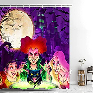 4Pcs Cartoons Anime Shower Curtain Sets, Halloween Horror Shower Curtain Set, Halloween Bathroom Set with Rugs(Bath Mat,U Shape and Toilet Lid Cover Mat) (C1)