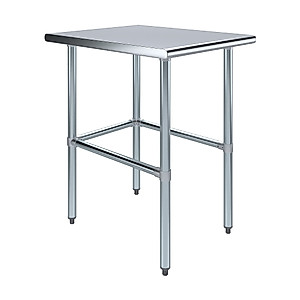 AmGood Stainless Steel Work Table Open Base | NSF Kitchen Island Food Prep | Laundry Garage Utility Bench (30" Long X 30" Deep)