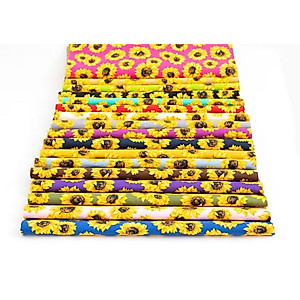17 Piece Sunflower Jelly Roll 2.5"x44" pre-Cut 100% Cotton Fabric Quilting Strips, Sunflower Fabric, Summer Jelly Roll Fabric, Sunflower Bundle Fabric, DIY Craft