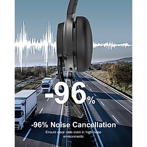 TZS Trucker Bluetooth Headset, Wireless Headset with ENC Noise Cancelling & Mute Button Microphone, V5.0 Handfree Bluetooth Headphone for Driving/Business/Office Compatible with iPhone and Android