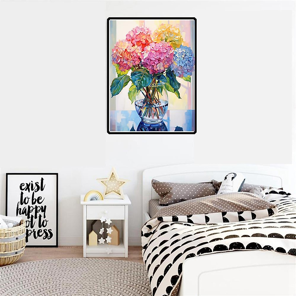 EIBEILI Diamond Painting Kits for Adults, Hydrangea in Glass 5D Diamond Art Kits for Beginner DIY Full Drill Diamond Dots Crystal Craft Kits for Home Wall Decor Gifts 11.8x15.7 inch