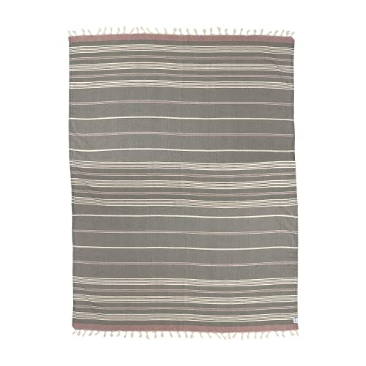 InfuseZen Turkish Cotton Throw Blanket with Diamond Weave – Lightweight Sofa Throw – Handwoven Bed Cover - Large 86” x 69” (Black)