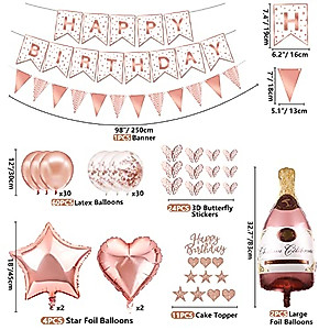 265 PCS White Rose Gold Party Supplies Rose Gold & White Party Decorations Girls Birthday Decorations Dinnerware Set Rose Gold Birthday Plates Cup Napkin Banner Tablecloth Balloon garland kit Serve 20