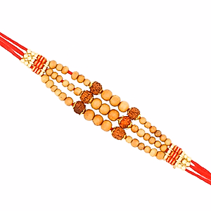Traditional Three Rudraksh Rakhi for Little Brother Multicolor Beautiful & Fancy Designer Thread Raksha Bandhan Rakhi for Loving Brother Bhai RURAKH0029