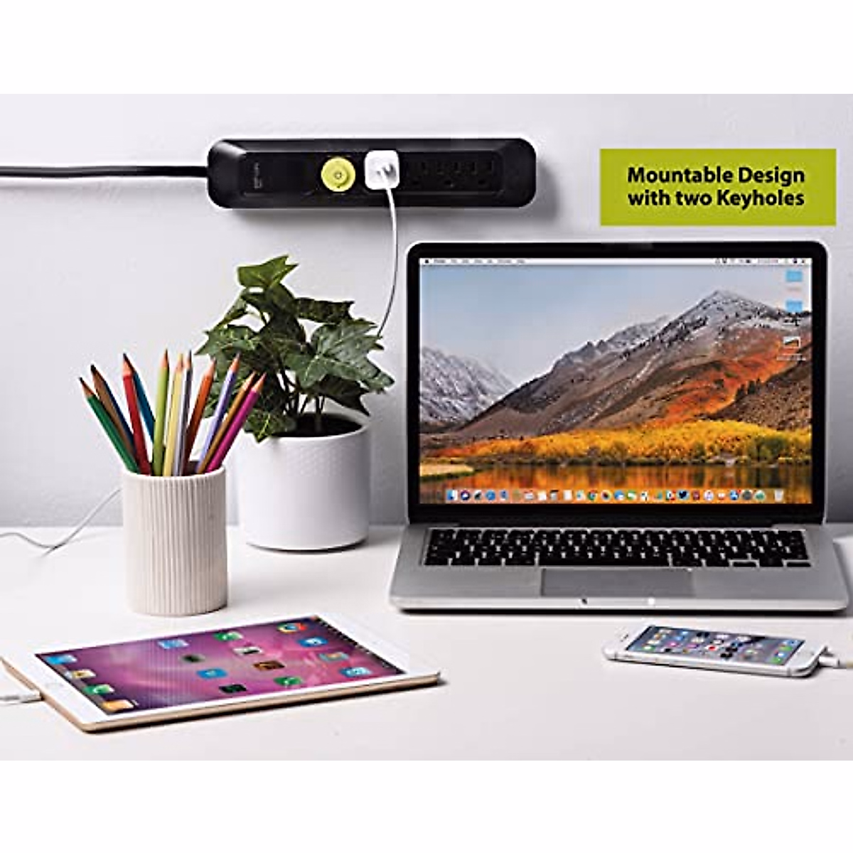 Power Strip Surge Protector with 4 Outlets Heavy Duty 6 ft Extension Cord for Home and Office by Easylife Tech, Black