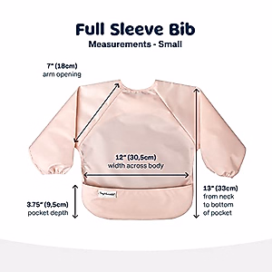 Tiny Twinkle Mess Proof Baby Bib, 2 Pack Long Sleeve Bib Outfit, Waterproof Bibs for Toddlers, Machine Washable, Tug Proof (Rose Burgundy, Small 6-24 Months)