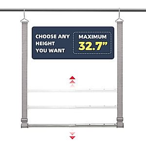 STO STO Closet Hanging Rod, Length and Height Adjustable Closet Rod, Space-saving Closet Extender Hanging Bar for Hanging Clothes, Webbing, 2 Pack