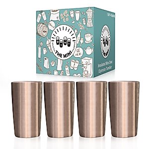 (4-PACK 2oz/60ml) Miniature Tumbler Shot Glass Set Demitasse Stainless Steel Espresso Cup Shot Glasses Double-Wall Insulated Heavy Base Double Shot Glass 4 PACK SET 2oz/60ml (Stainless Steel)